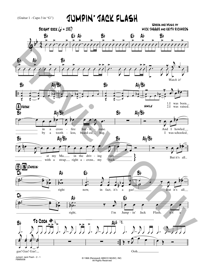 Jumping Jack Flash P/V/G Sheet Music | J.W. Pepper