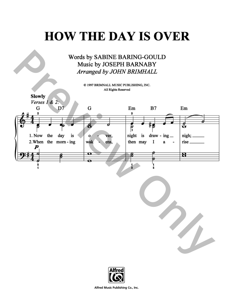 Now the Day Is over Easy Piano Sheet Music | J.W. Pepper