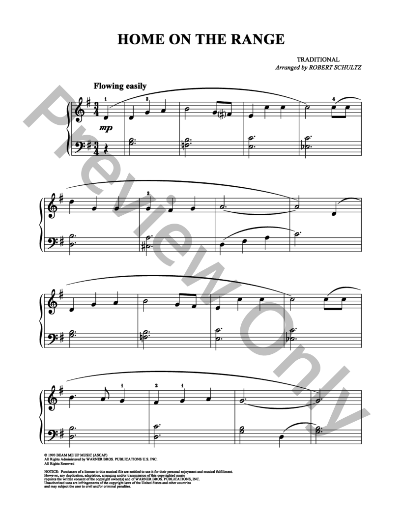 Home on the Range Easy Piano Sheet Music | J.W. Pepper