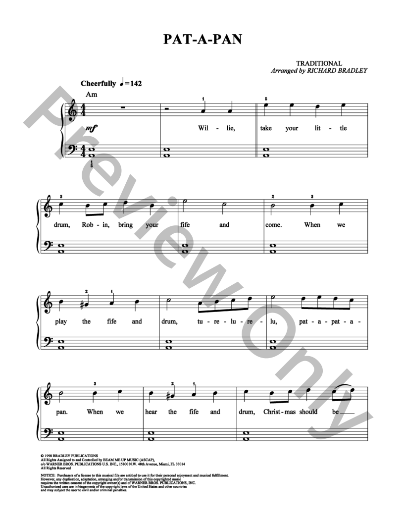 Pat a Pan Easy Piano Sheet Music | J.W. Pepper