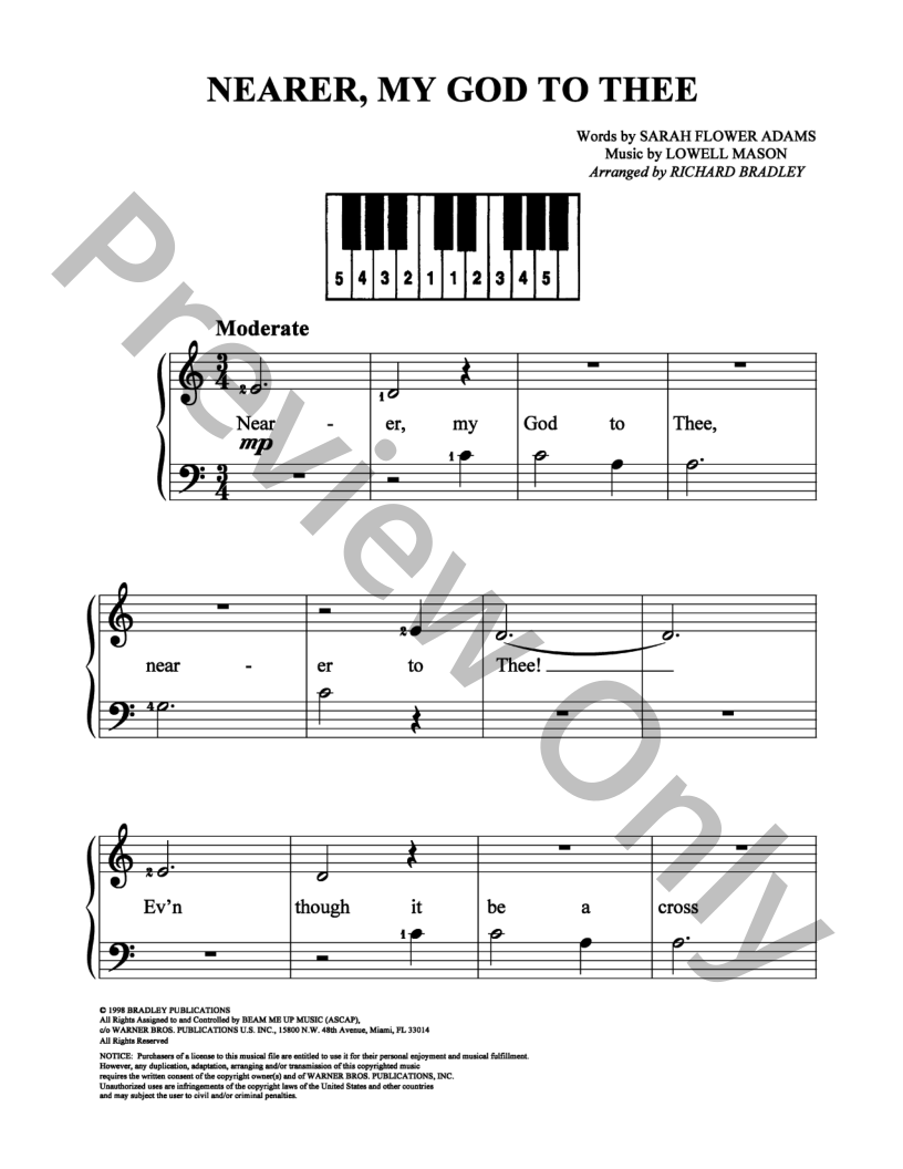 Nearer My God to Thee Easy Piano Sheet Music | J.W. Pepper