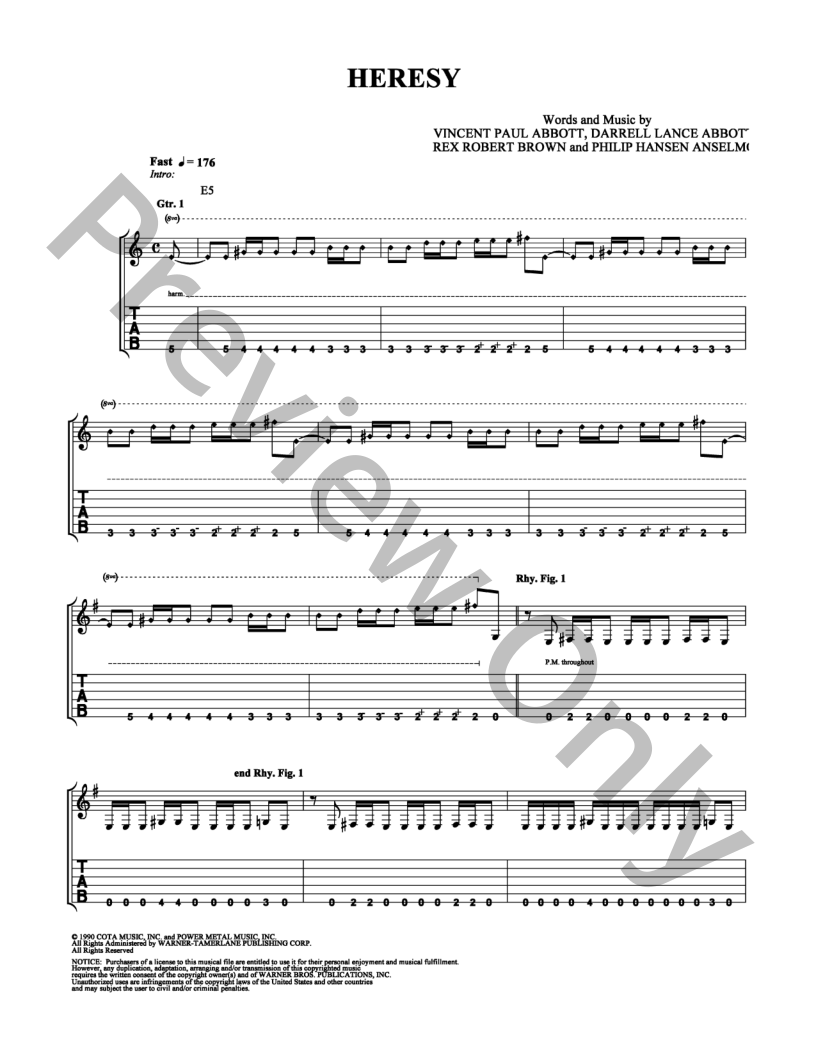 Heresy Guitar/Fretted Sheet Music | J.W. Pepper