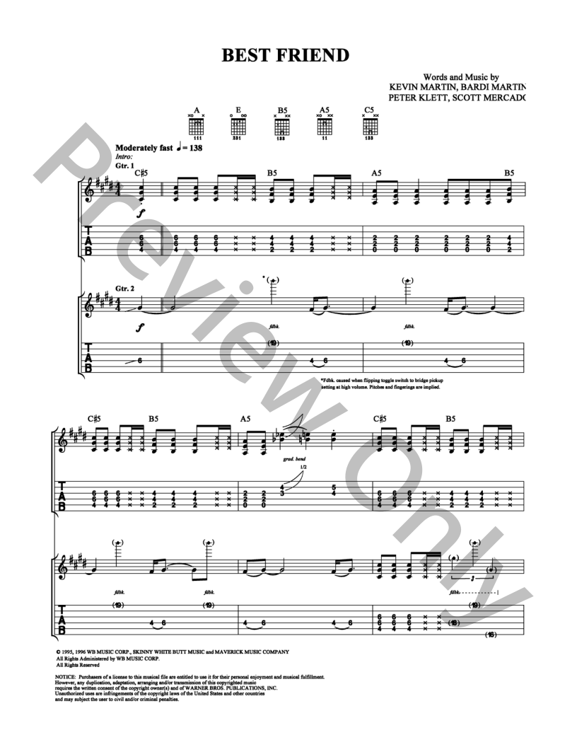 Best Friend Guitar/Fretted Sheet Music | J.W. Pepper