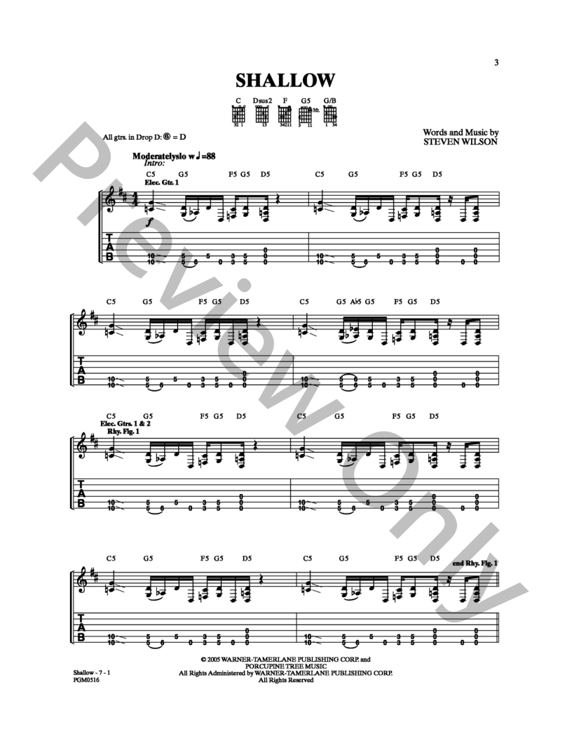 Shallow Guitar/Fretted Sheet Music | J.W. Pepper