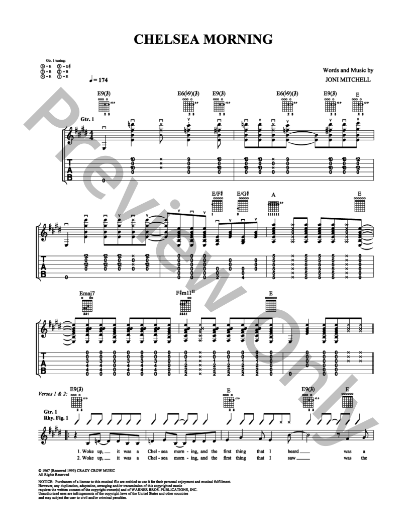 Chelsea Morning Guitar/Fretted Sheet Music | J.W. Pepper