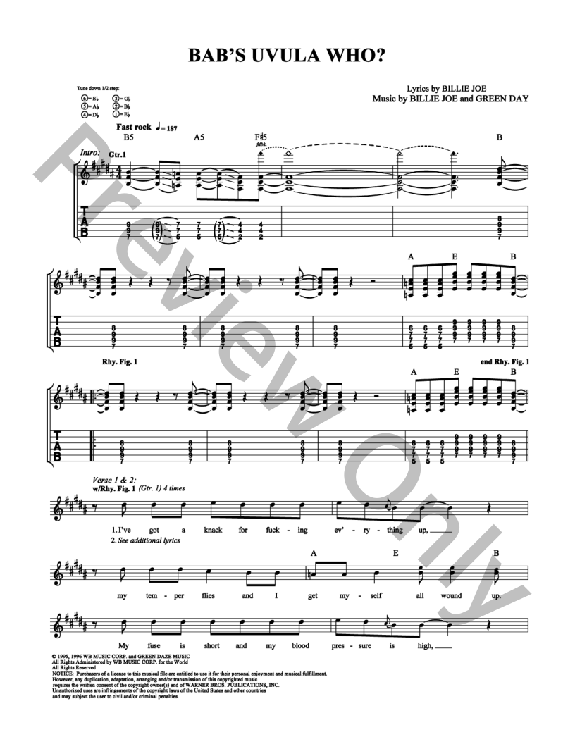 Babs Uvula Who Guitar/Fretted Sheet Music | J.W. Pepper