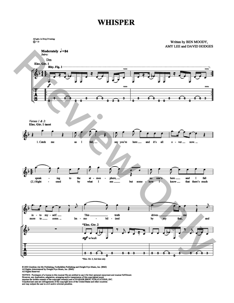 Whisper Guitar/Fretted Sheet Music | J.W. Pepper