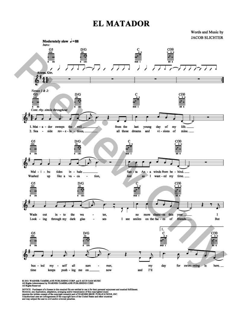 El Matador Guitar/Fretted Sheet Music | J.W. Pepper