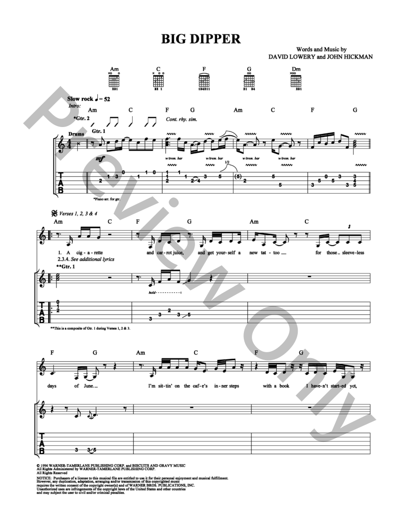 Big Dipper Guitar/Fretted Sheet Music | J.W. Pepper
