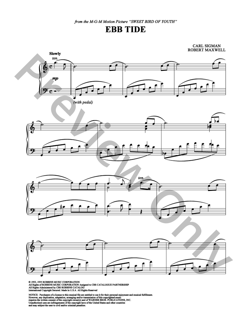 Ebb Tide Piano Sheet Music | J.W. Pepper