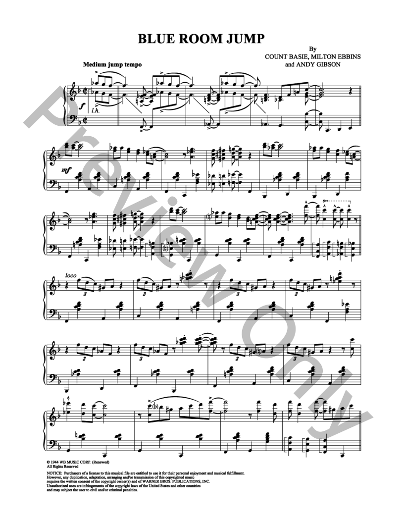 Blue Room Jump Piano Sheet Music | J.W. Pepper