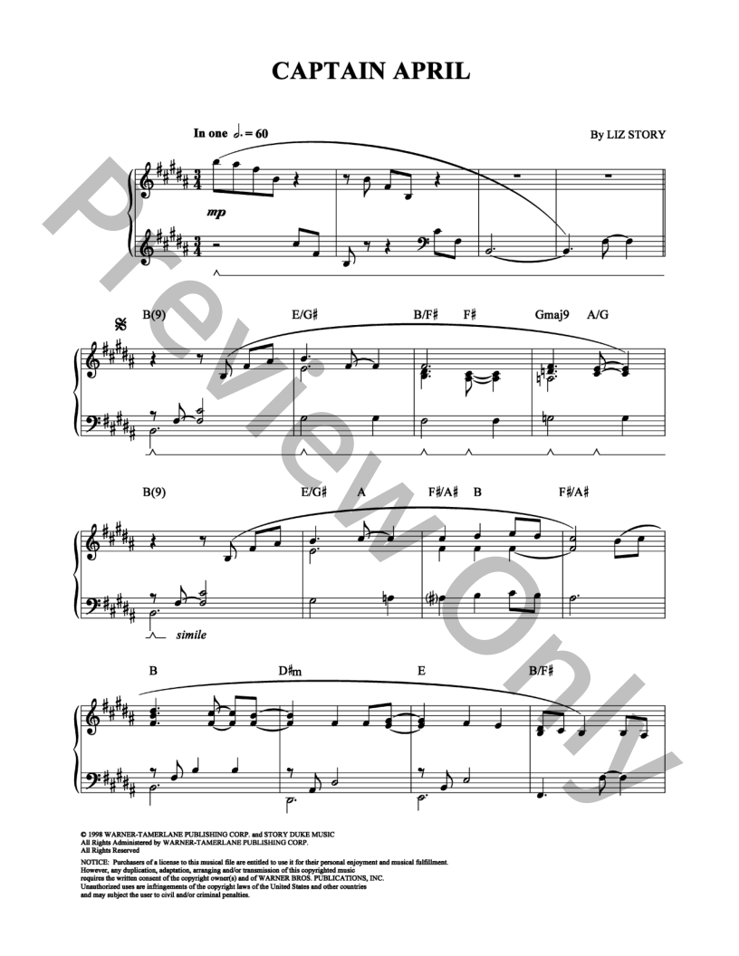 Captain April Piano Sheet Music | J.W. Pepper