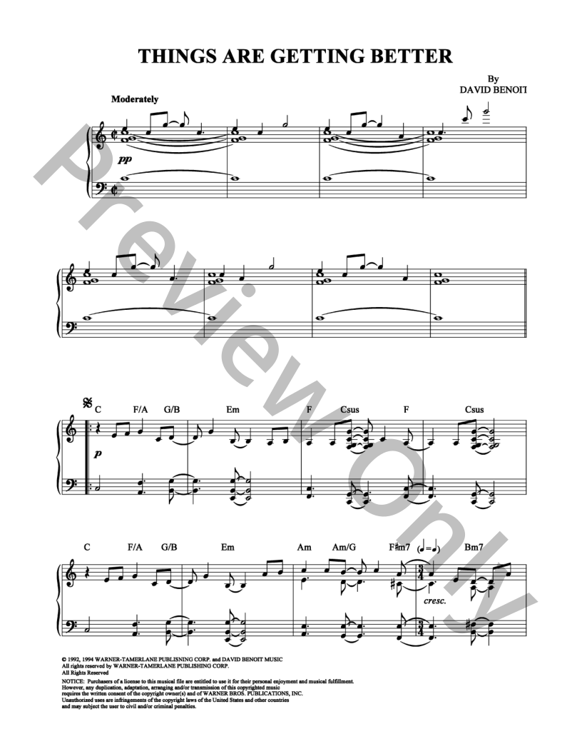 Things Are Getting Better Piano Sheet Music | J.W. Pepper