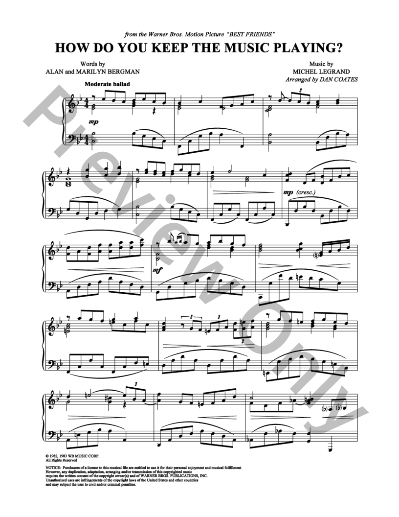 How Do You Keep the Music Pla Piano Sheet Music | J.W. Pepper