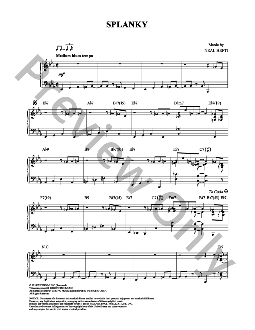Splanky Piano Sheet Music | J.W. Pepper