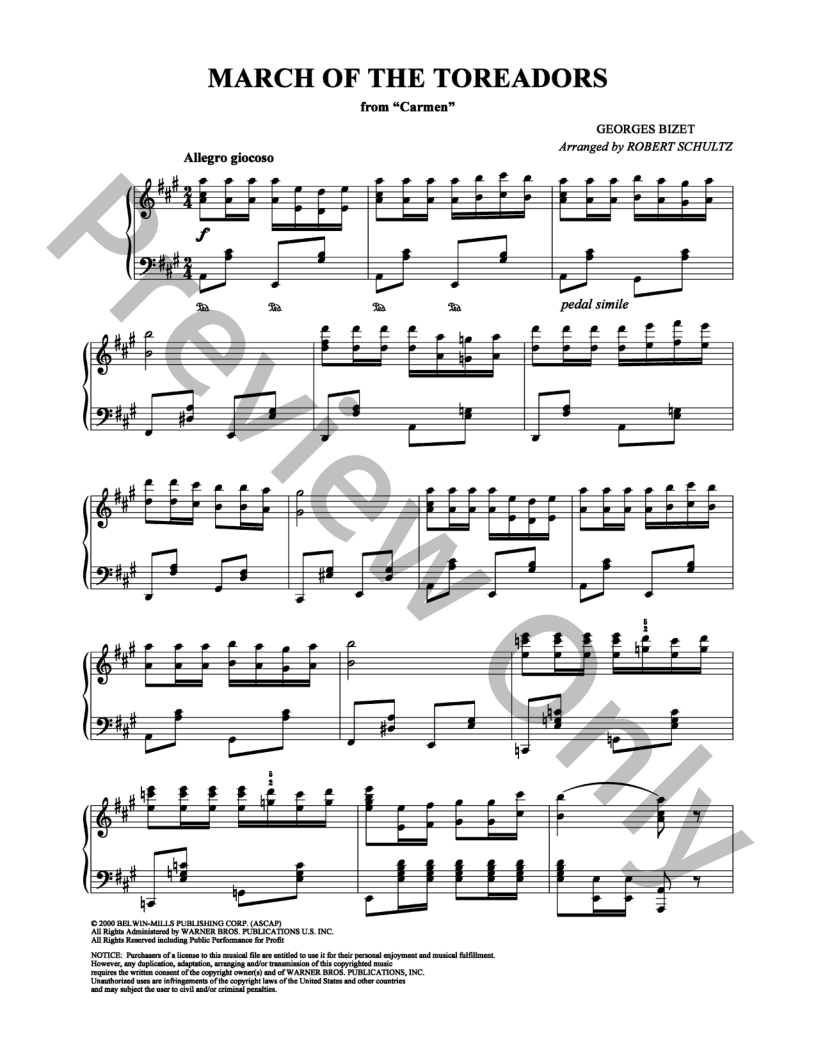 March of the Toreadors Piano Sheet Music | J.W. Pepper