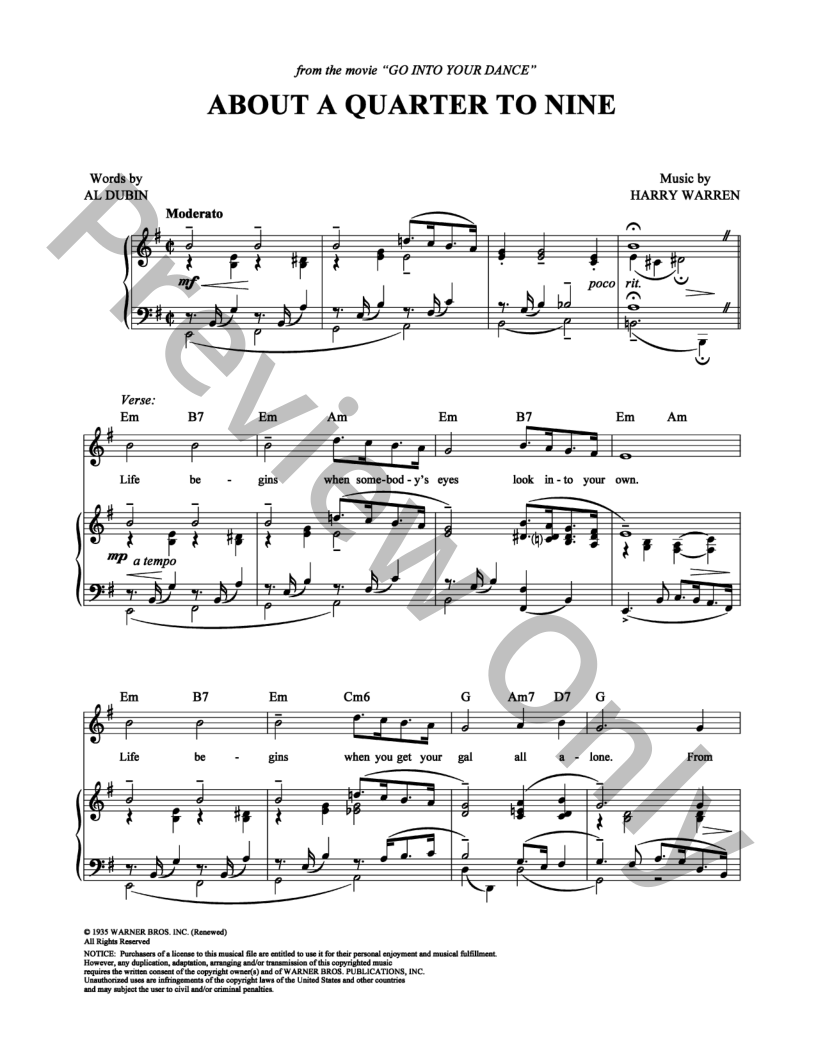 About a Quarter to Nine | J.W. Pepper