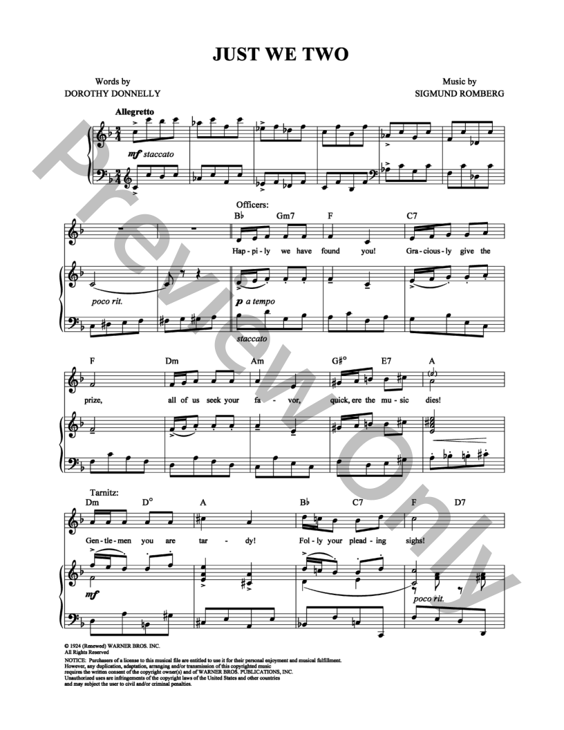Just We Two P/V/G Sheet Music | J.W. Pepper