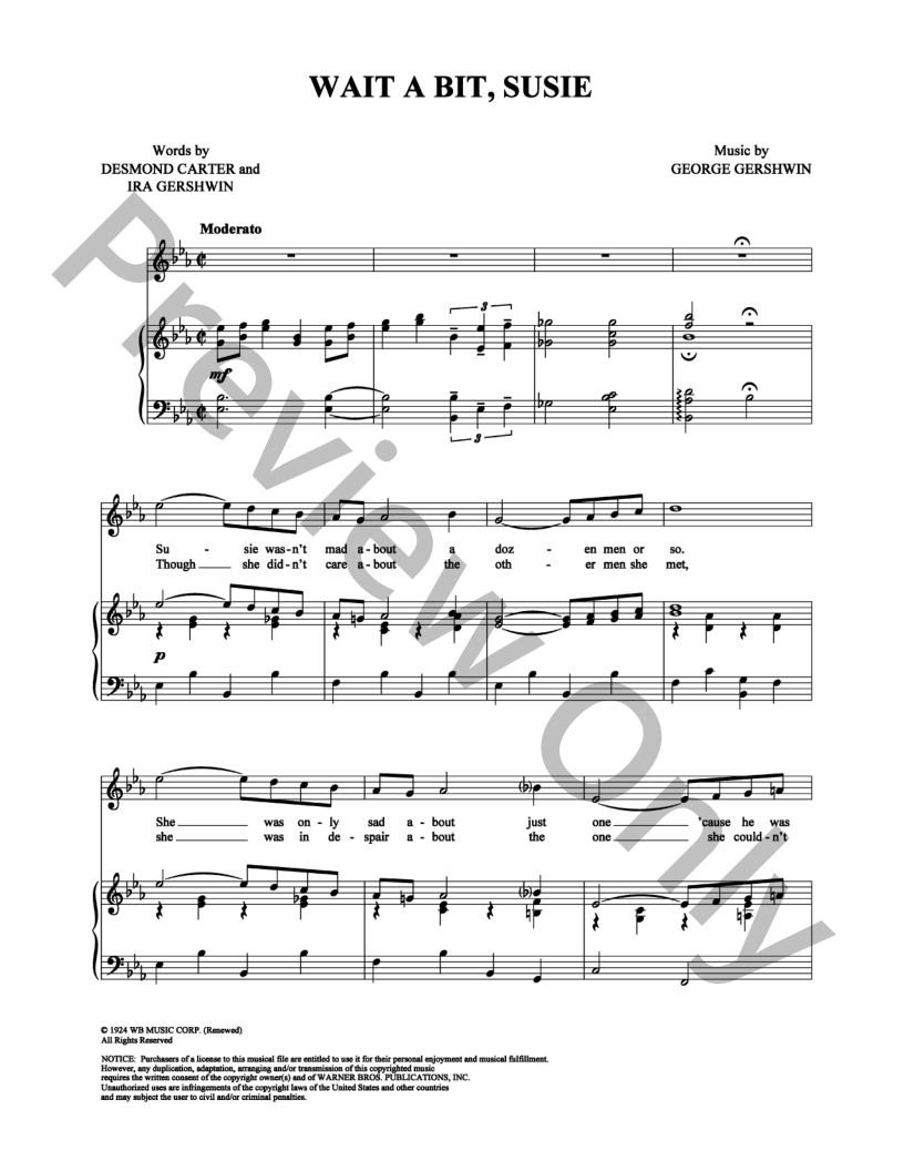 Wait a Bit Susie P/V/G Sheet Music | J.W. Pepper