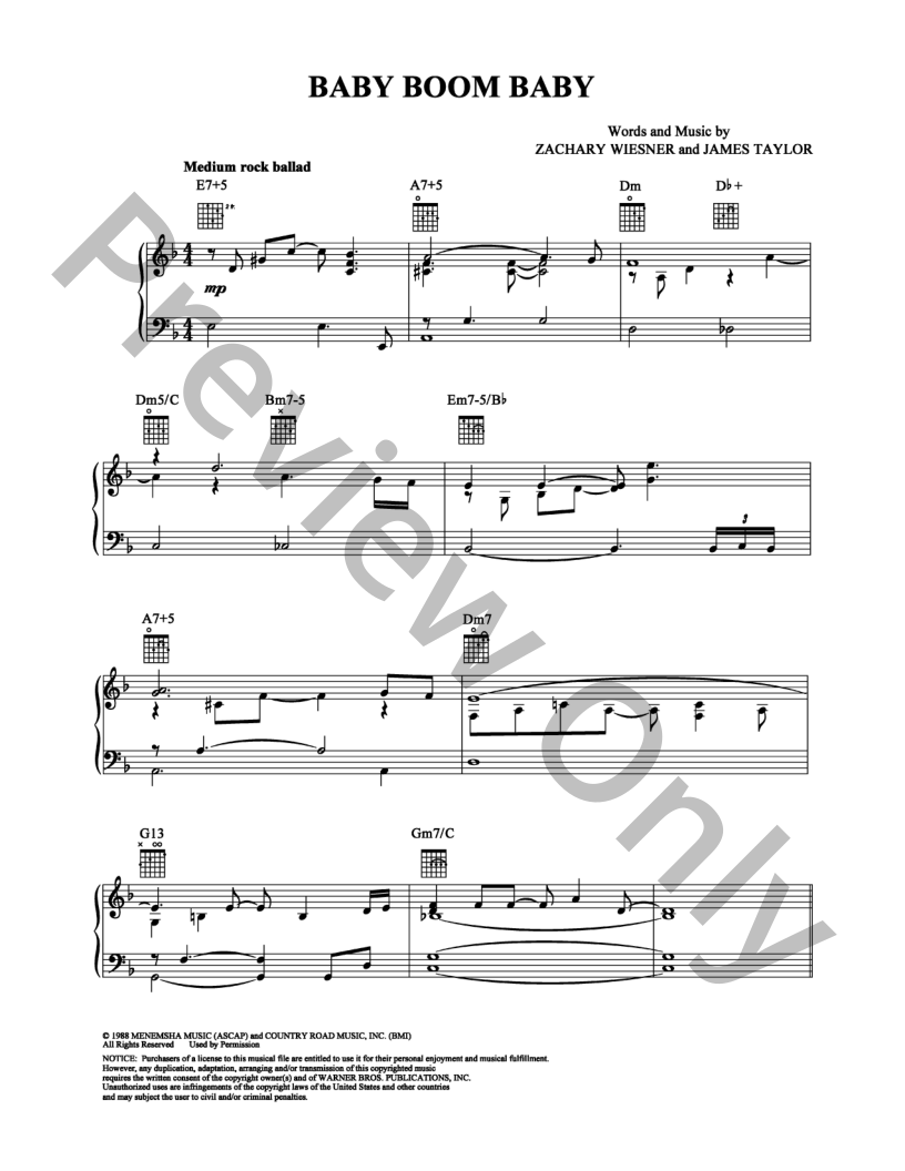 Baby Boom Baby P/V/G Sheet Music | J.W. Pepper