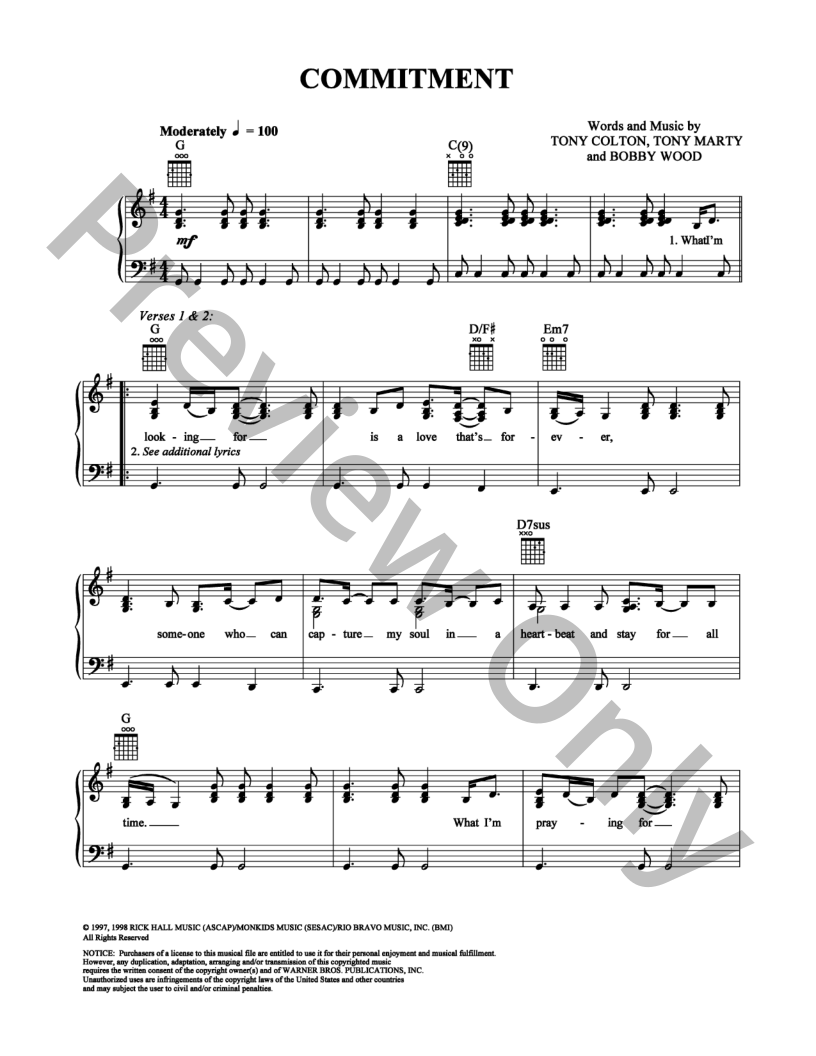 Commitment P/V/G Sheet Music | J.W. Pepper