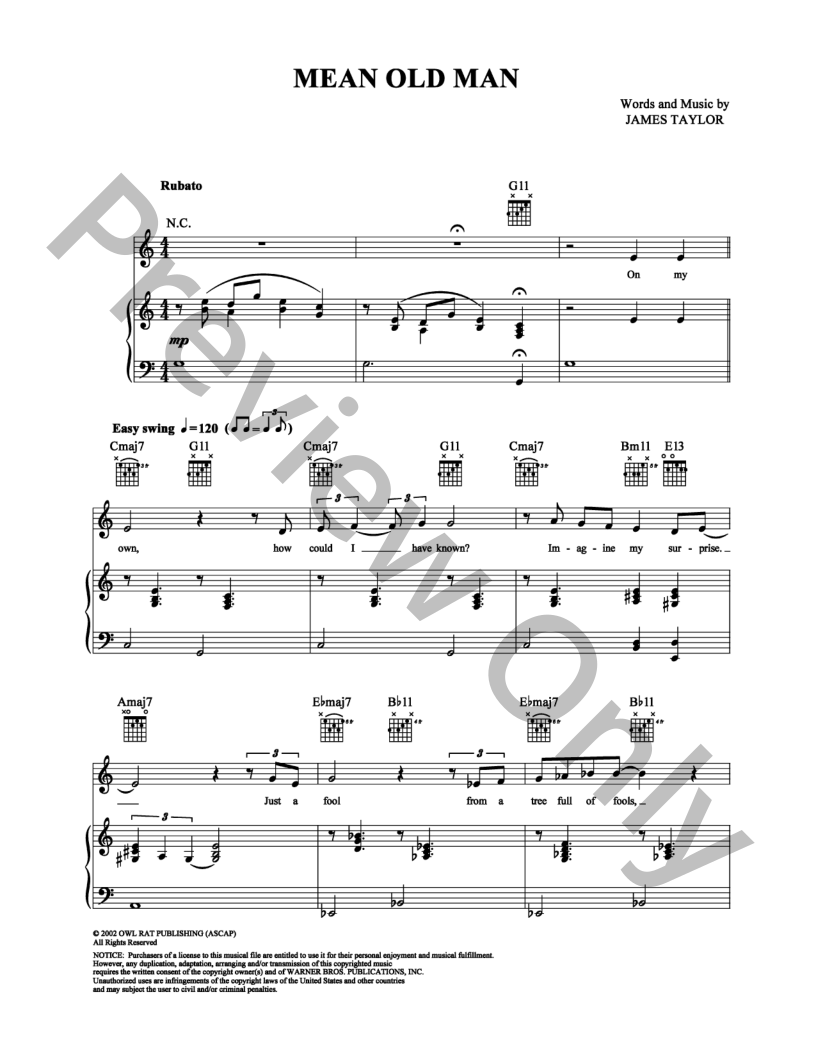 Mean Old Man P/V/G Sheet Music | J.W. Pepper