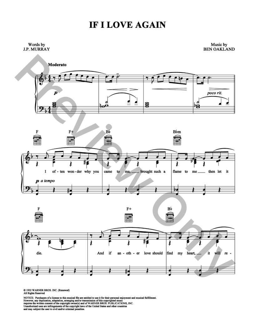 If I Love Again | J.W. Pepper