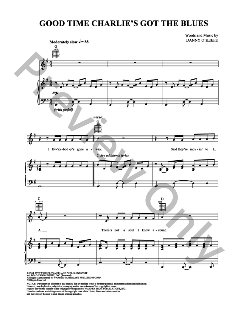 Good Time Charlie's Got the B P/V/G Sheet Music | J.W. Pepper