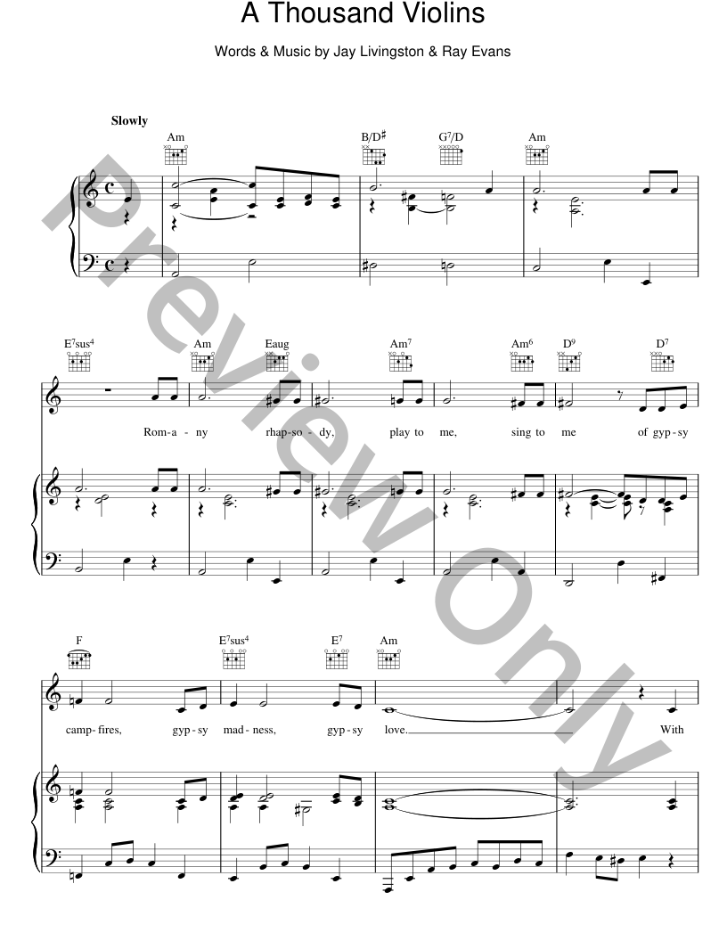 A Thousand Violins P/V/G Sheet Music | J.W. Pepper