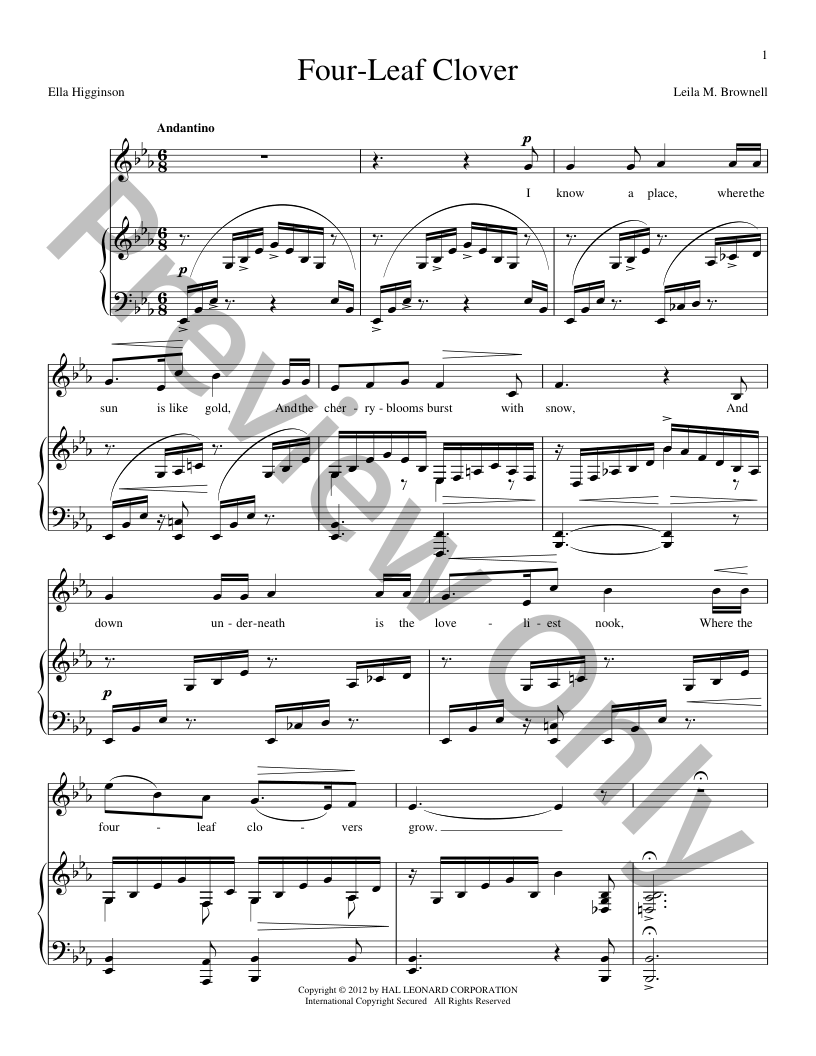 Four Leaf Clover P/V/G Sheet Music | J.W. Pepper