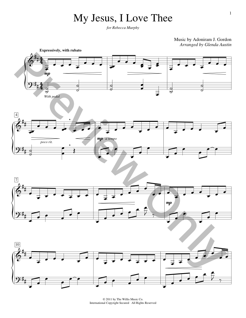 My Jesus, I Love Thee Piano Sheet Music | J.W. Pepper