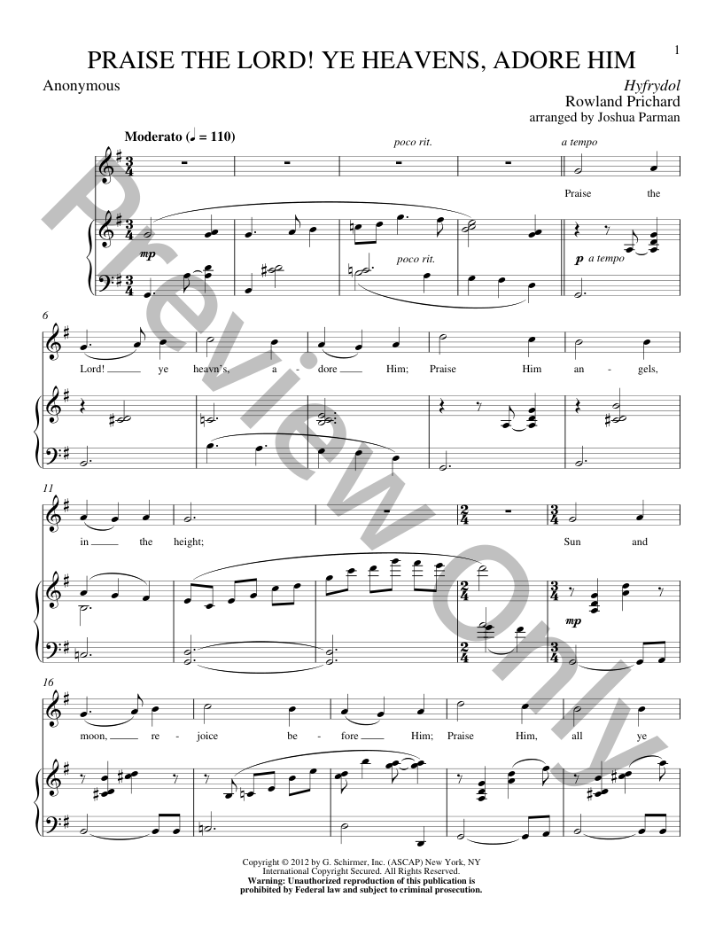 Praise The Lord! Ye Heavens, Adore Him | J.W. Pepper