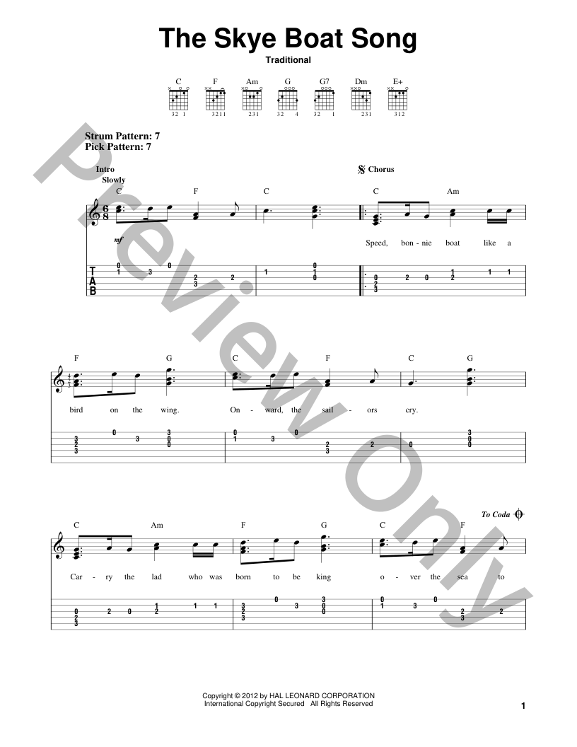 The Skye Boat Song Guitar/Fretted Sheet Music | J.W. Pepper