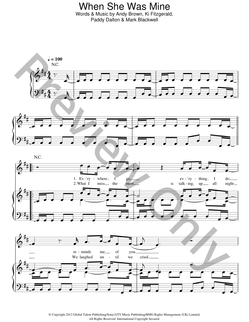 When She Was Mine P/V/G Sheet Music | J.W. Pepper