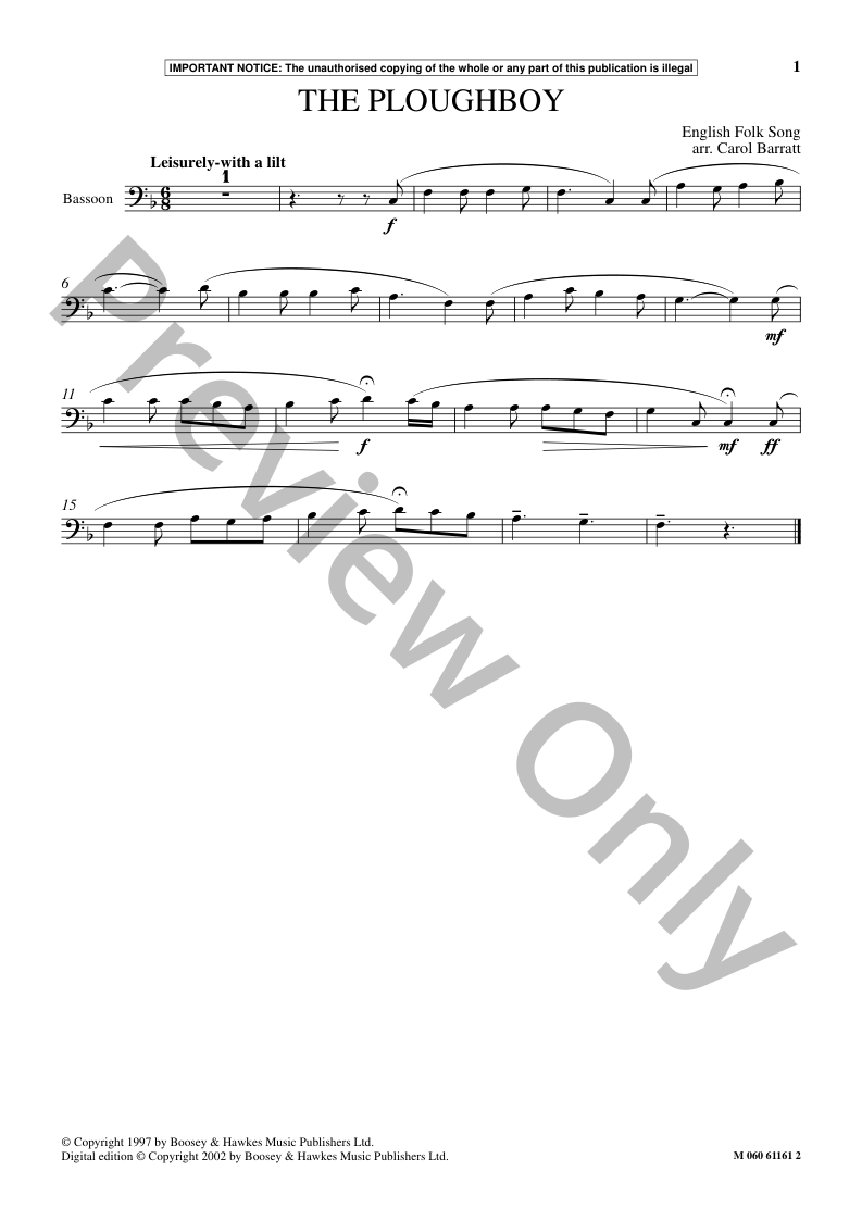 The Ploughboy Sheet Music | J.W. Pepper