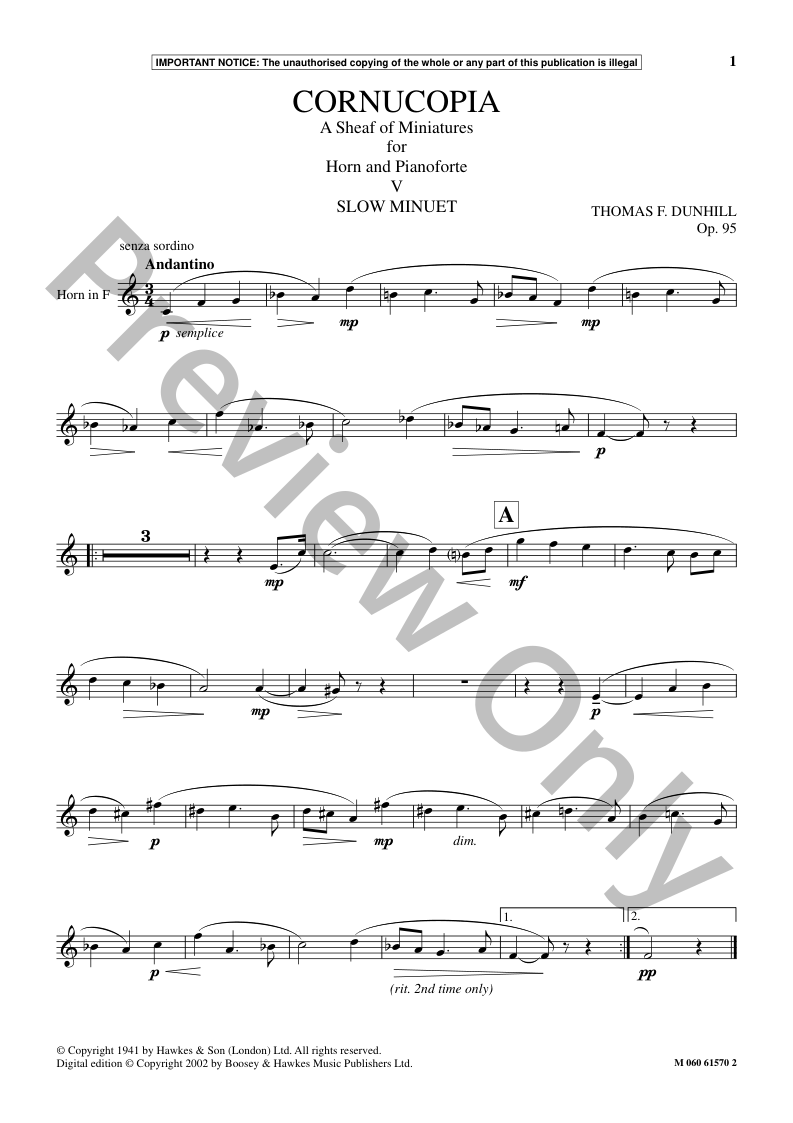 Cornucopia: A Sheaf Of Miniatures For Horn And Pianoforte #5 Sheet ...