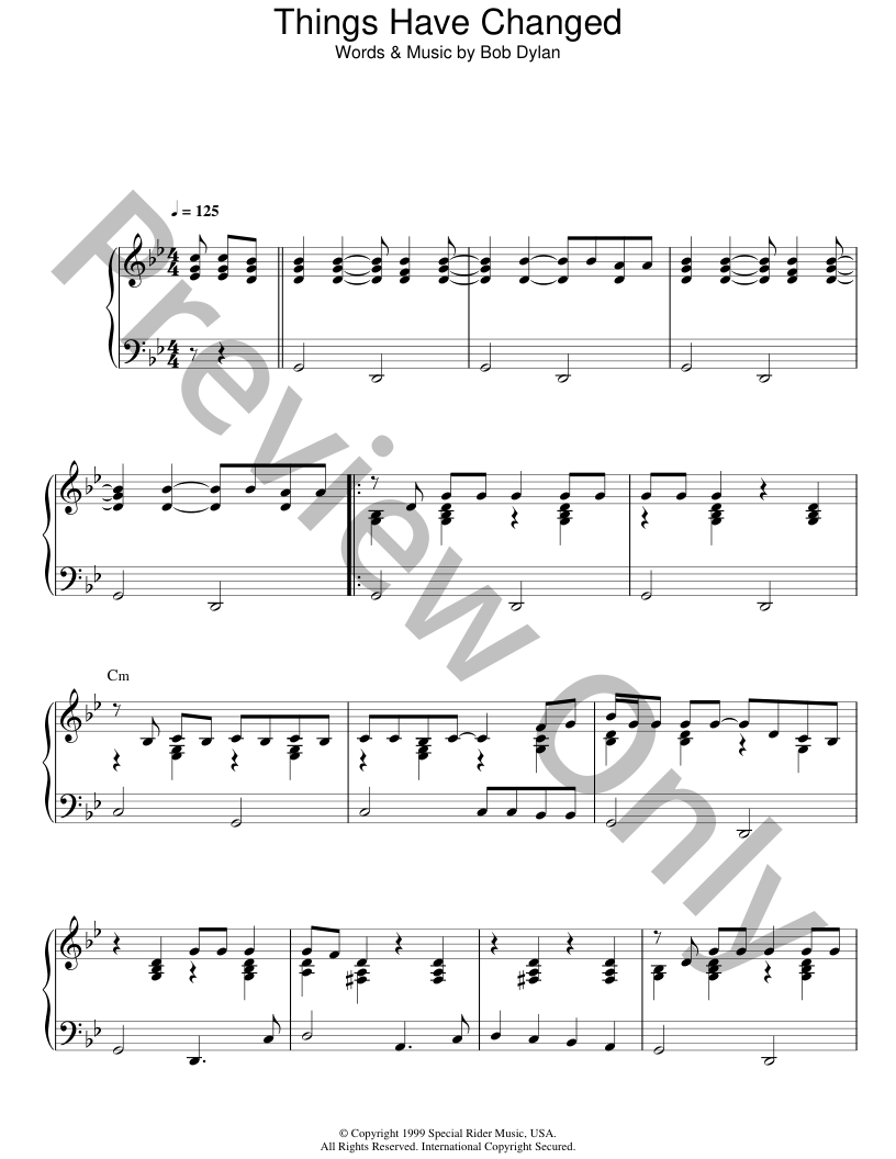 Things Have Changed Piano Sheet Music | J.W. Pepper