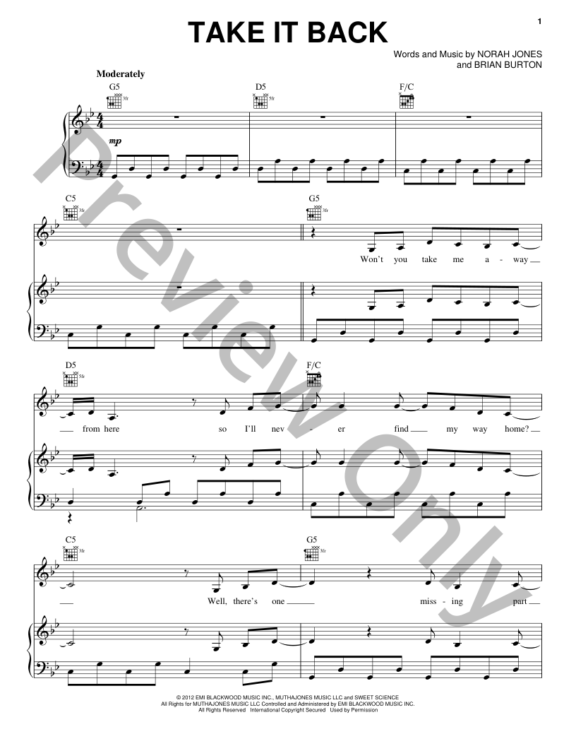 Take It Back P/V/G Sheet Music | J.W. Pepper