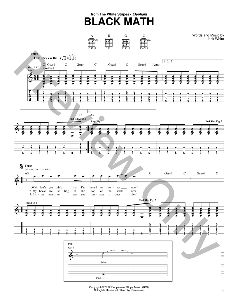 Black Math Guitar/Fretted Sheet Music | J.W. Pepper