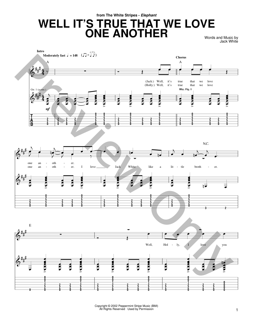 Well It's True That We Love One Another Guitar/Fretted Sheet Music | J ...
