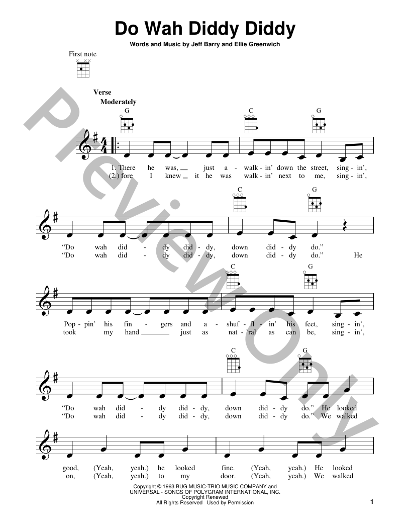 Do Wah Diddy Diddy Guitar/Fretted Sheet Music | J.W. Pepper