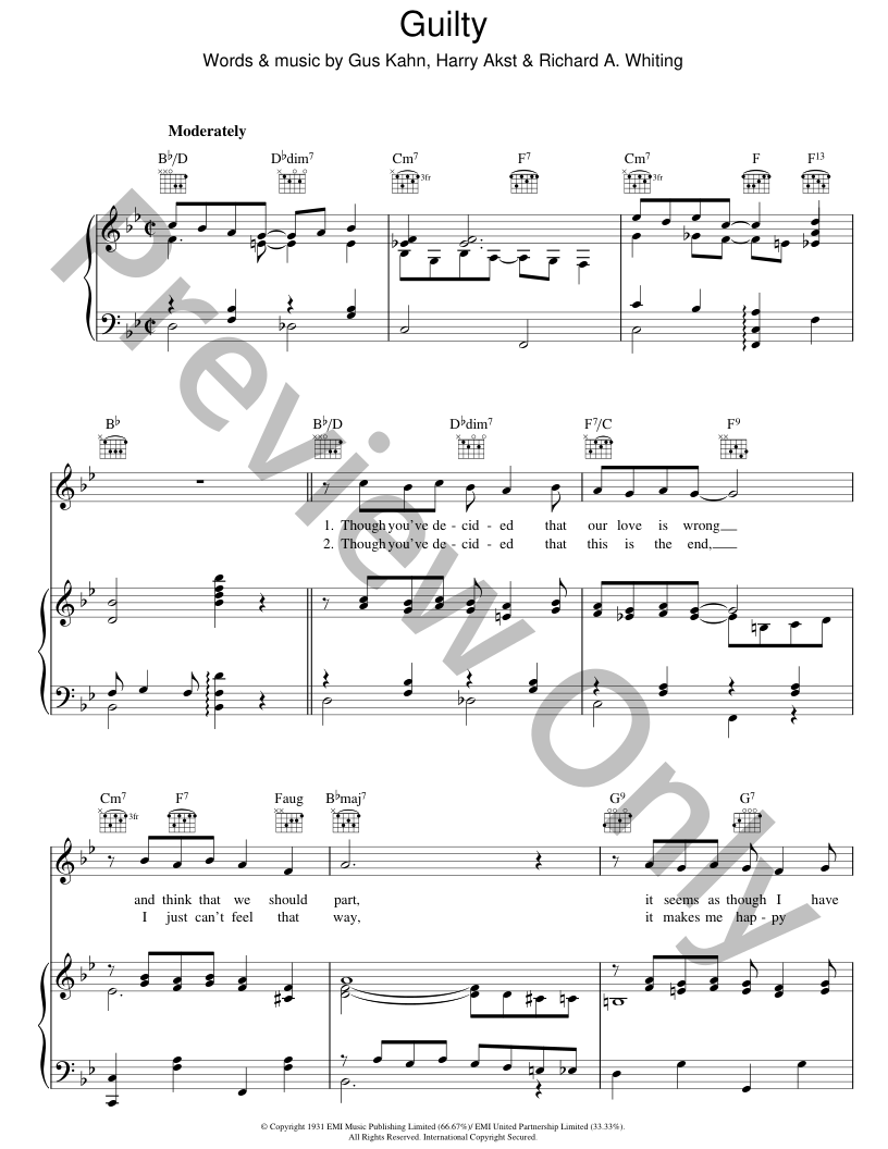 Guilty P/V/G Sheet Music | J.W. Pepper