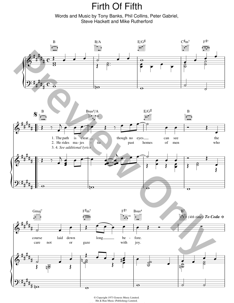Firth Of Fifth P/V/G Sheet Music | J.W. Pepper