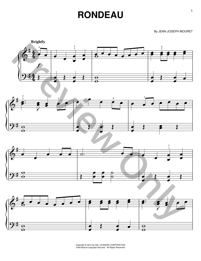 Rondeau Easy Piano Sheet Music | J.W. Pepper