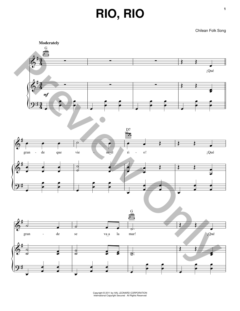 Rio, Rio P/V/G Sheet Music | J.W. Pepper