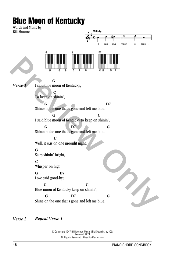 Blue Moon Of Kentucky | J.W. Pepper