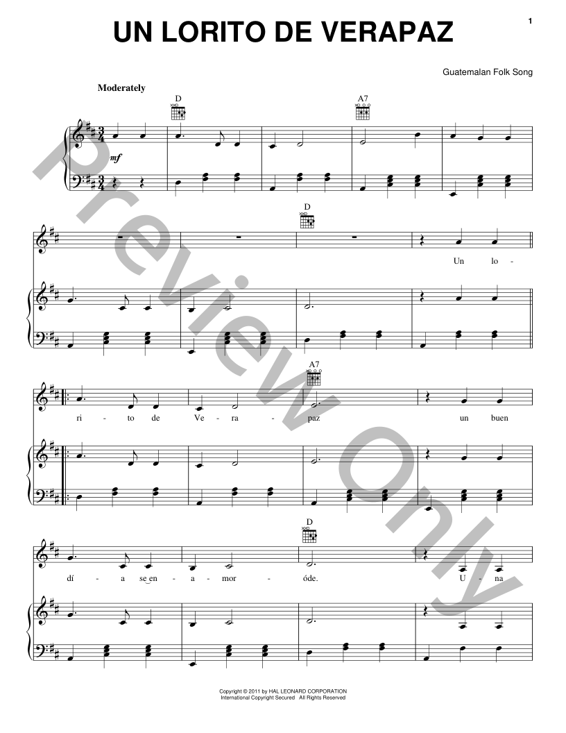 Un Lorito De Verapaz | J.W. Pepper