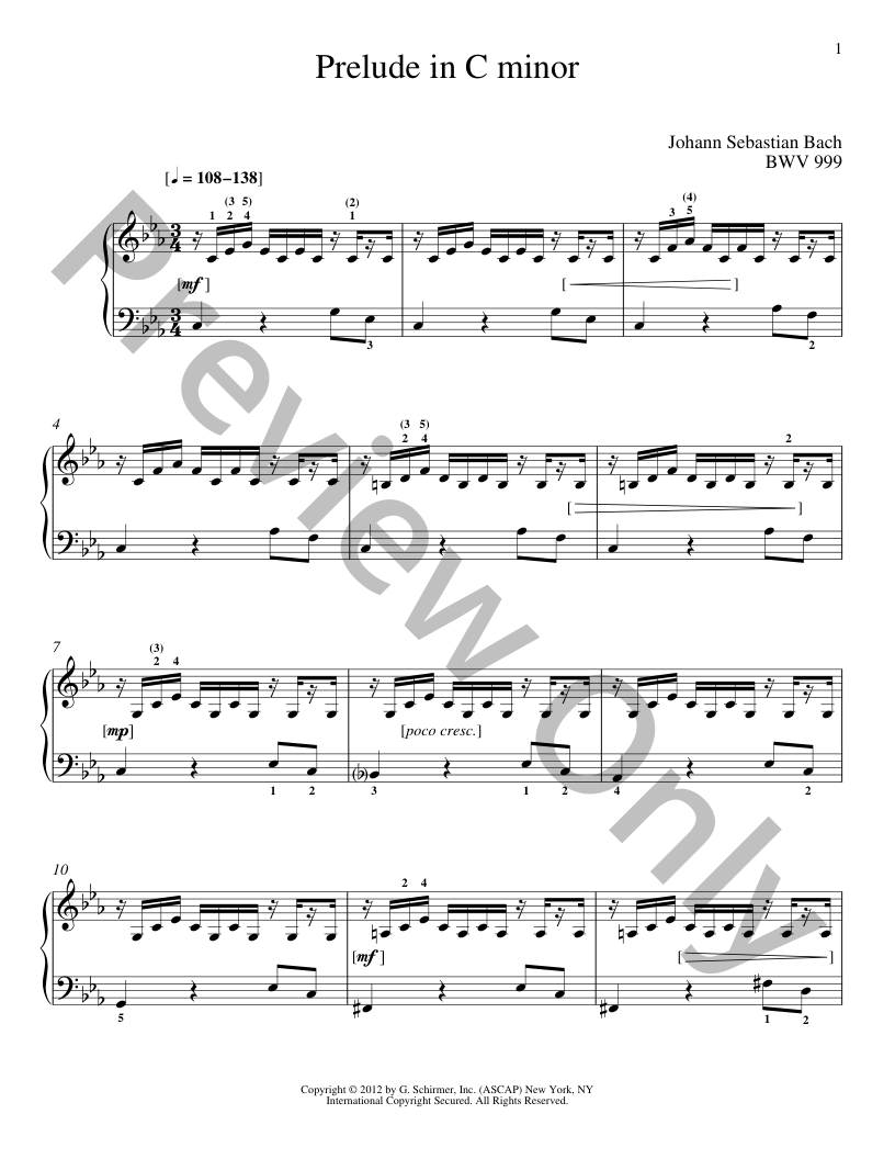 Prelude In C Minor, BMV 999 | J.W. Pepper