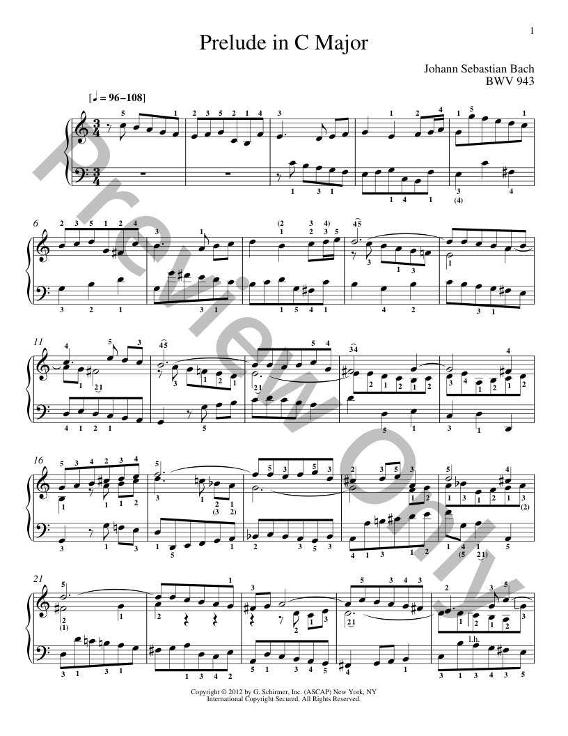 Prelude In C Major, BMV 943 | J.W. Pepper