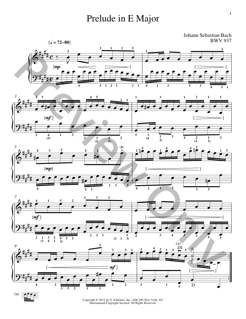 Prelude In E Major, BMV 937 | J.W. Pepper